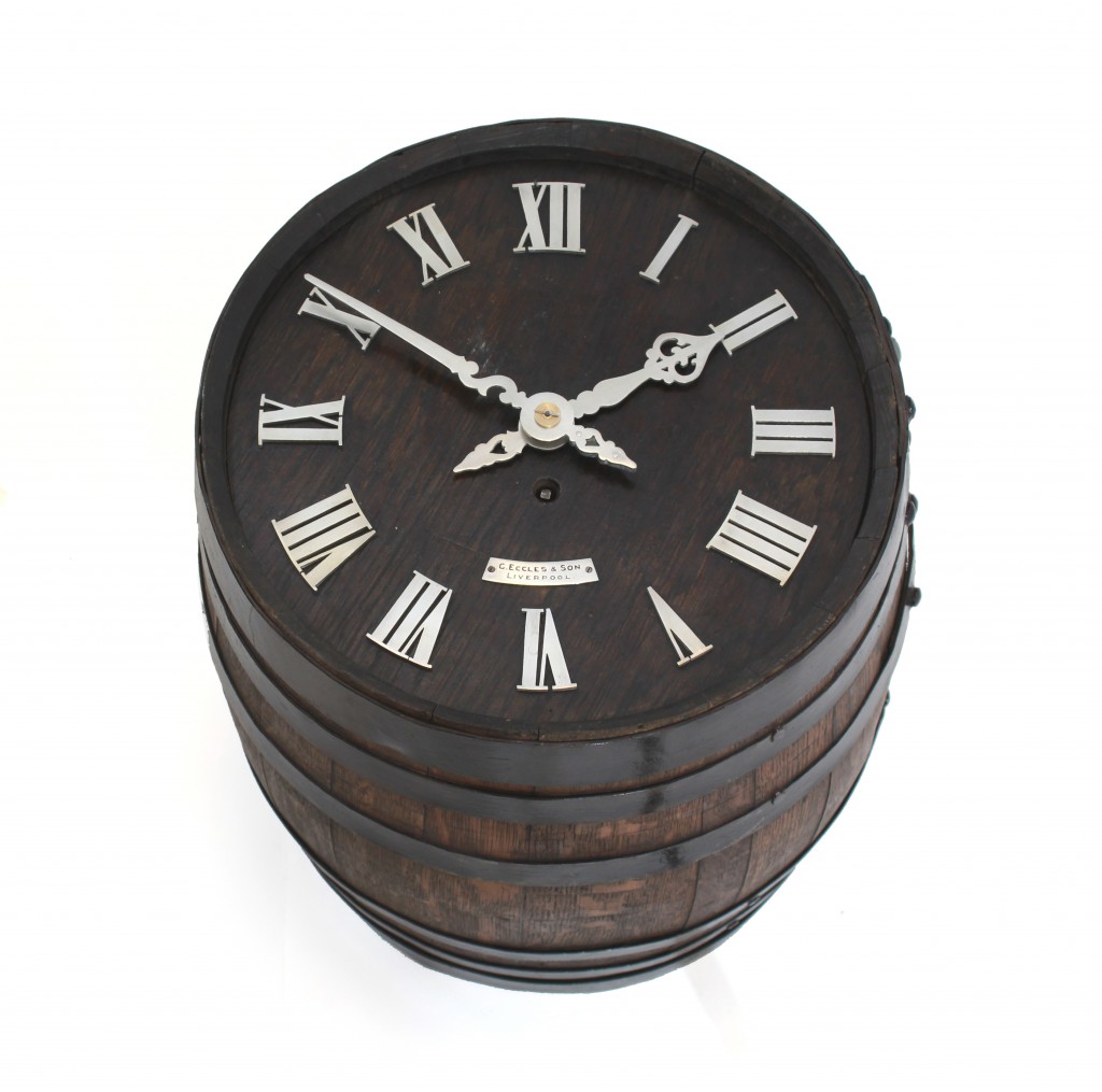 Novelty Barrel Clock, c.1900 , with glass table top. - Carlton Clocks