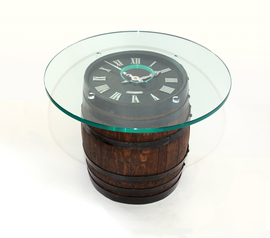 Novelty Barrel Clock, c.1900 , with glass table top. - Carlton Clocks