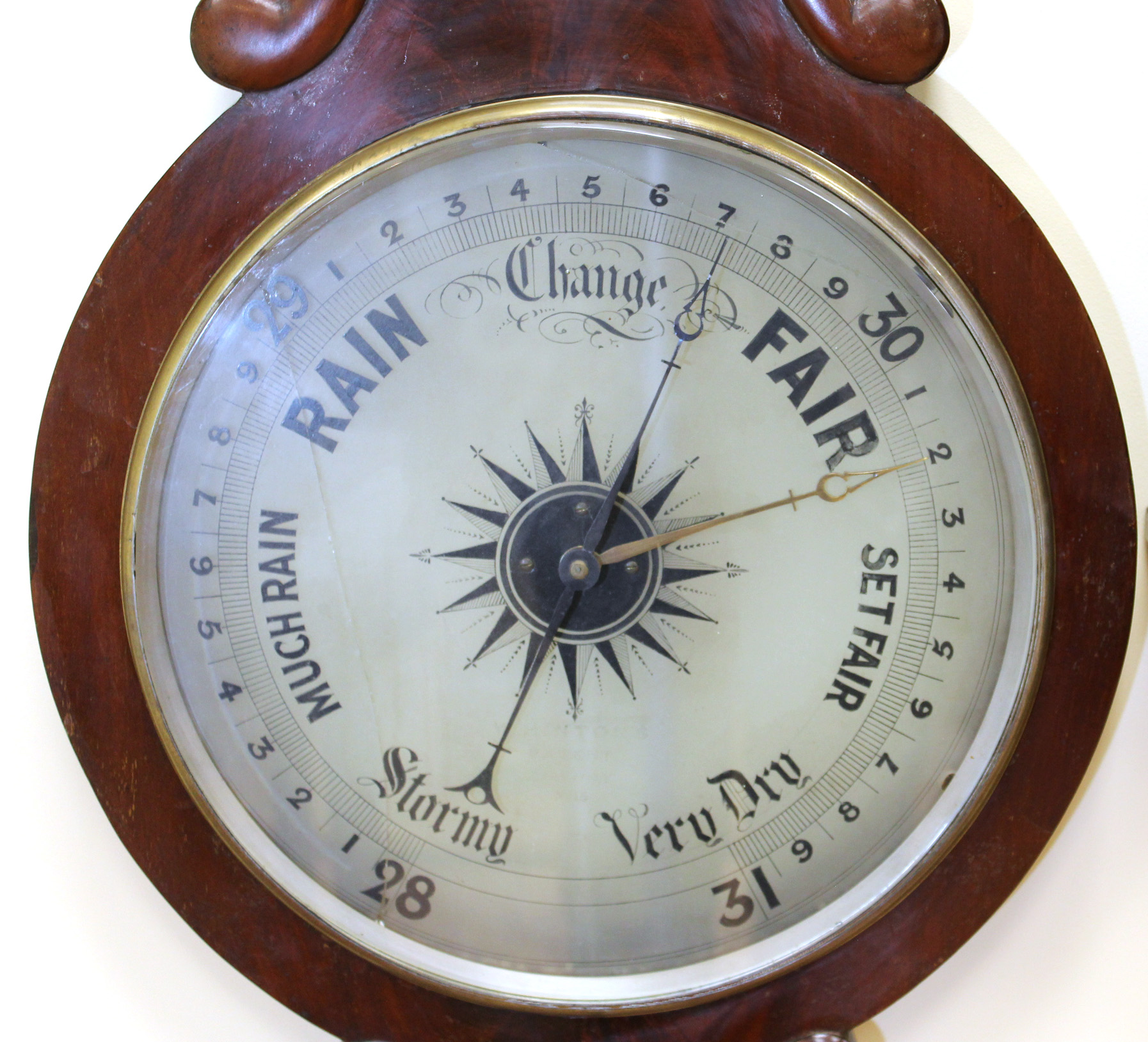 Mahogany Barometer with a Translucent Glass Face - Carlton Clocks