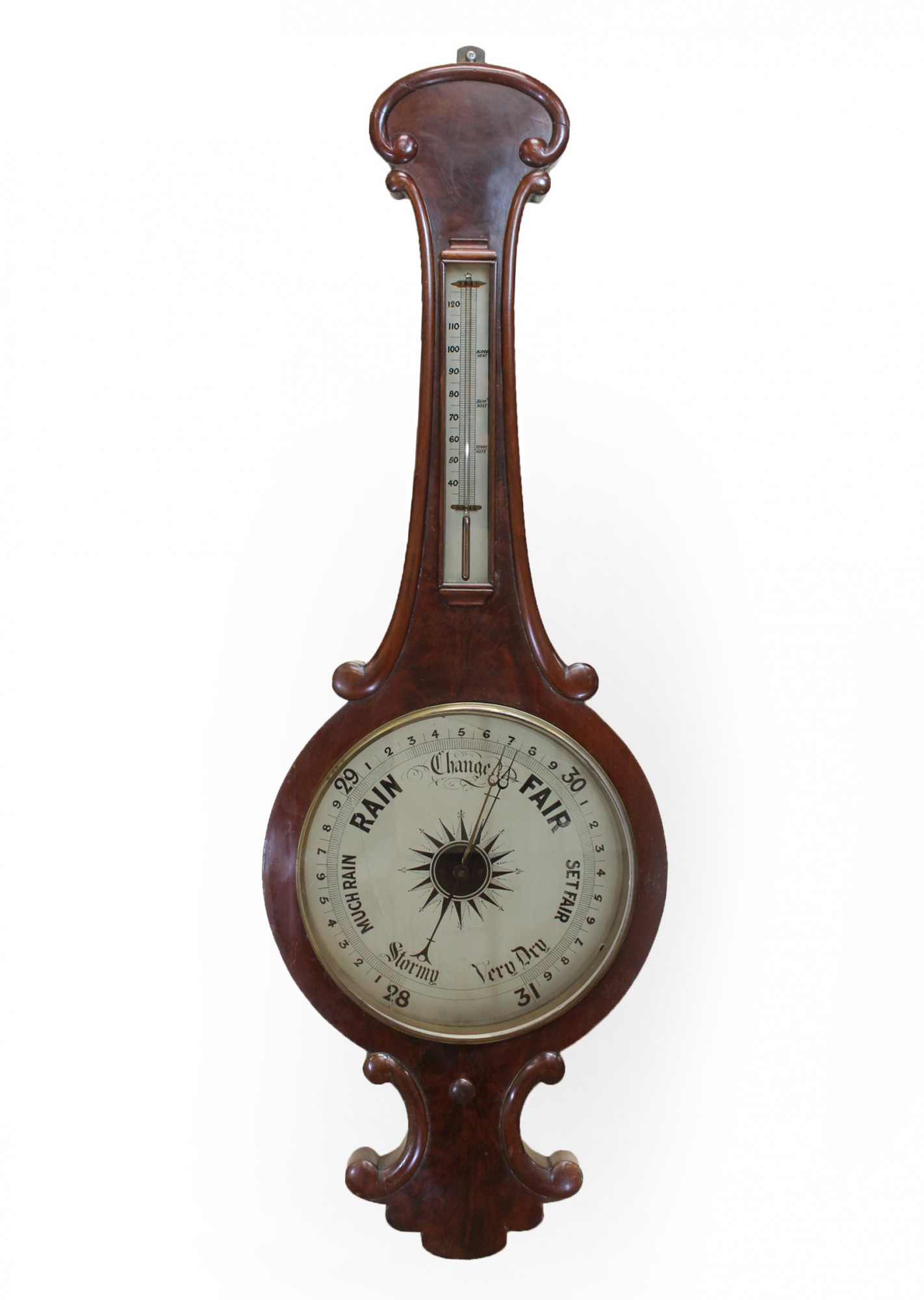 Mahogany Barometer with a Translucent Glass Face - Carlton Clocks