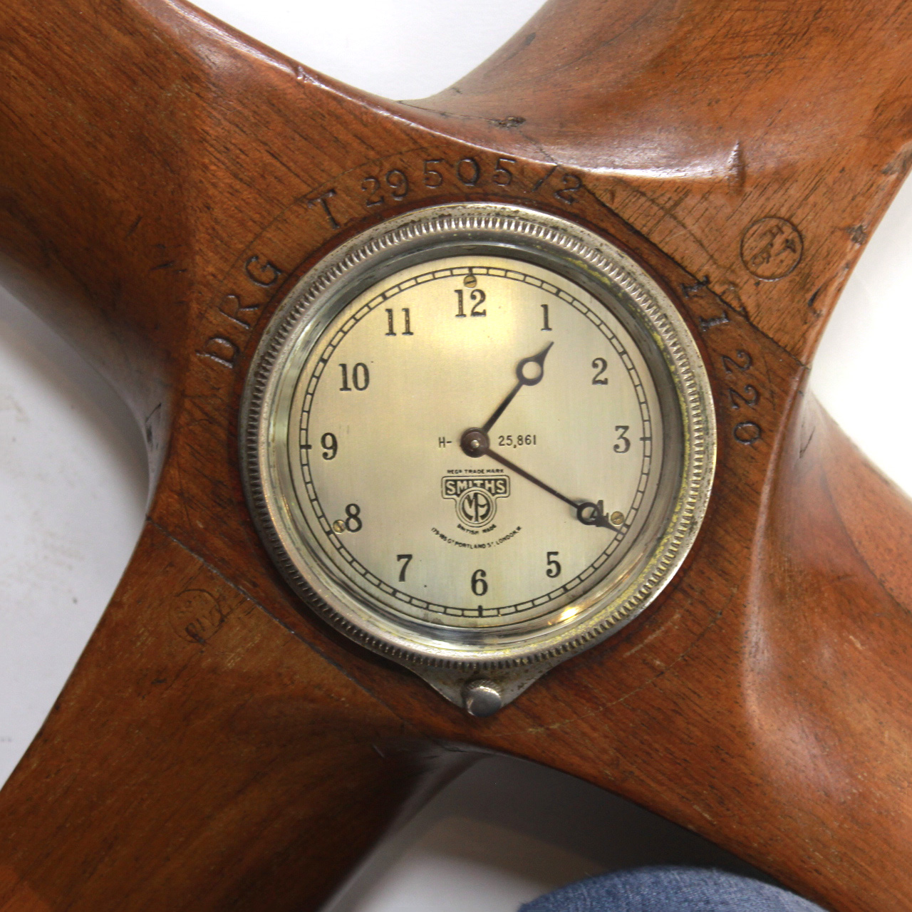1940s wooden four-blade propeller clock - Carlton Clocks