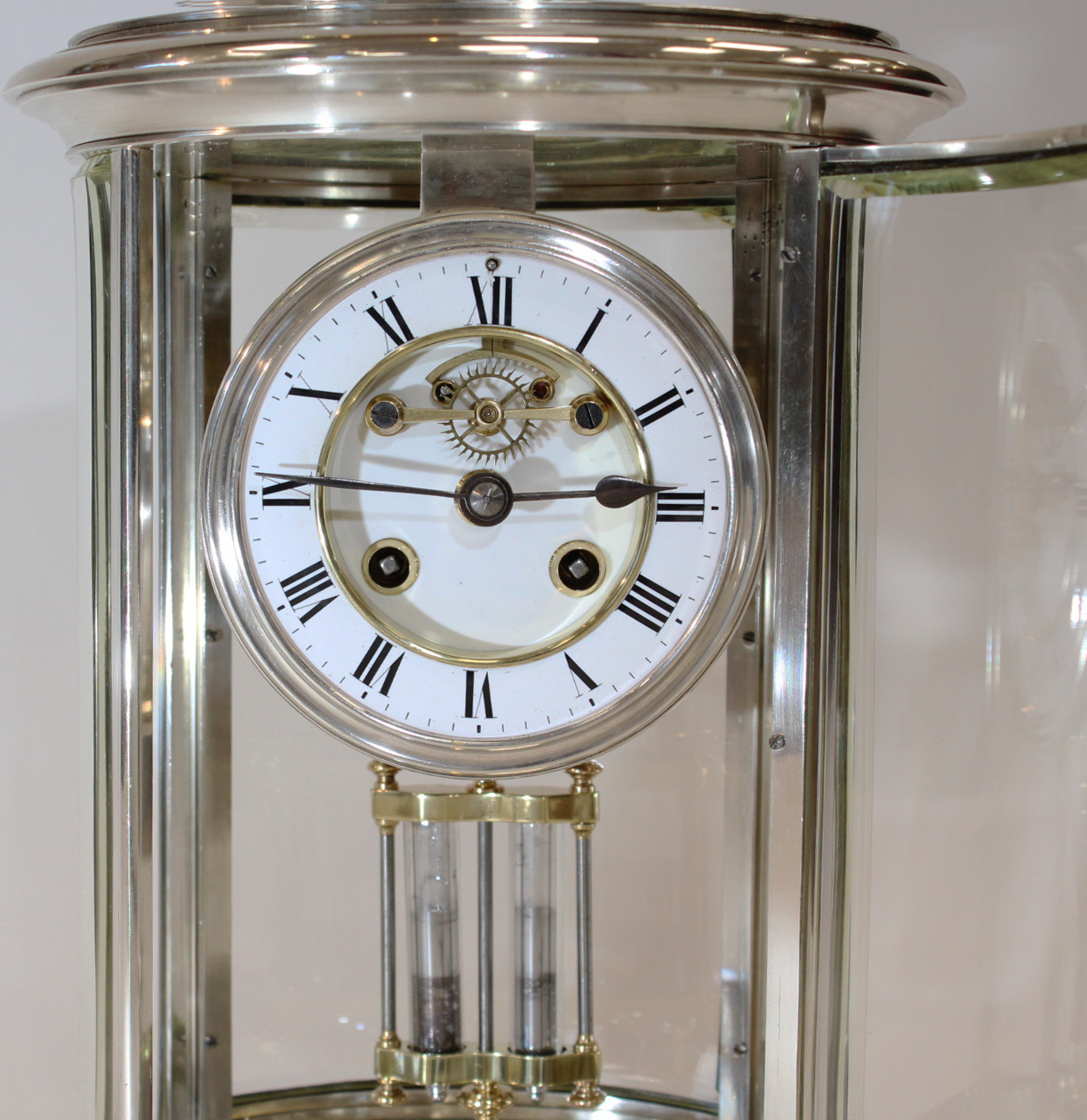 Silver-plated Oval Four Glass clock - Carlton Clocks