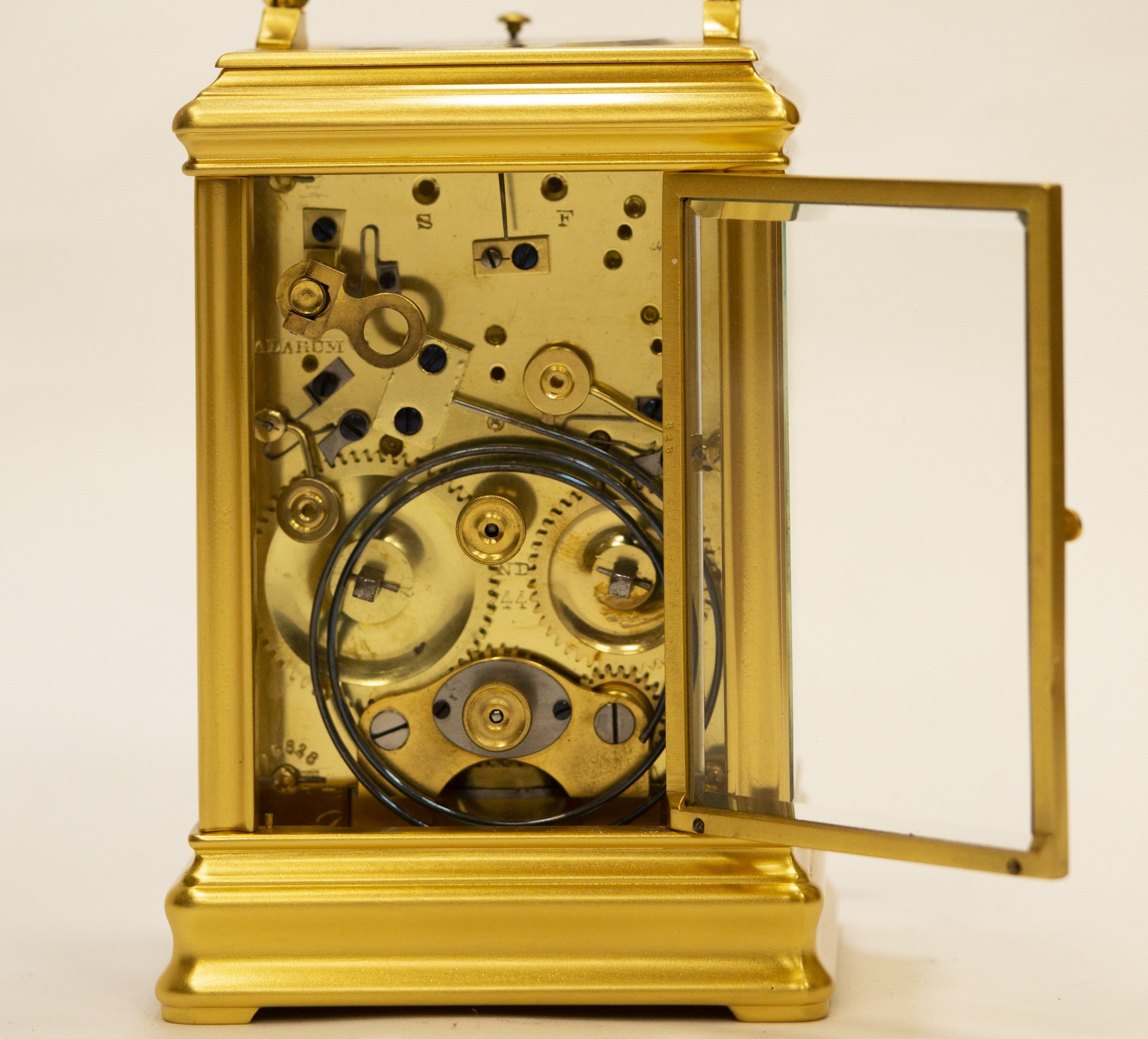 Leroy patent bottom-wind Strike alarm Carriage Clock - Carlton Clocks