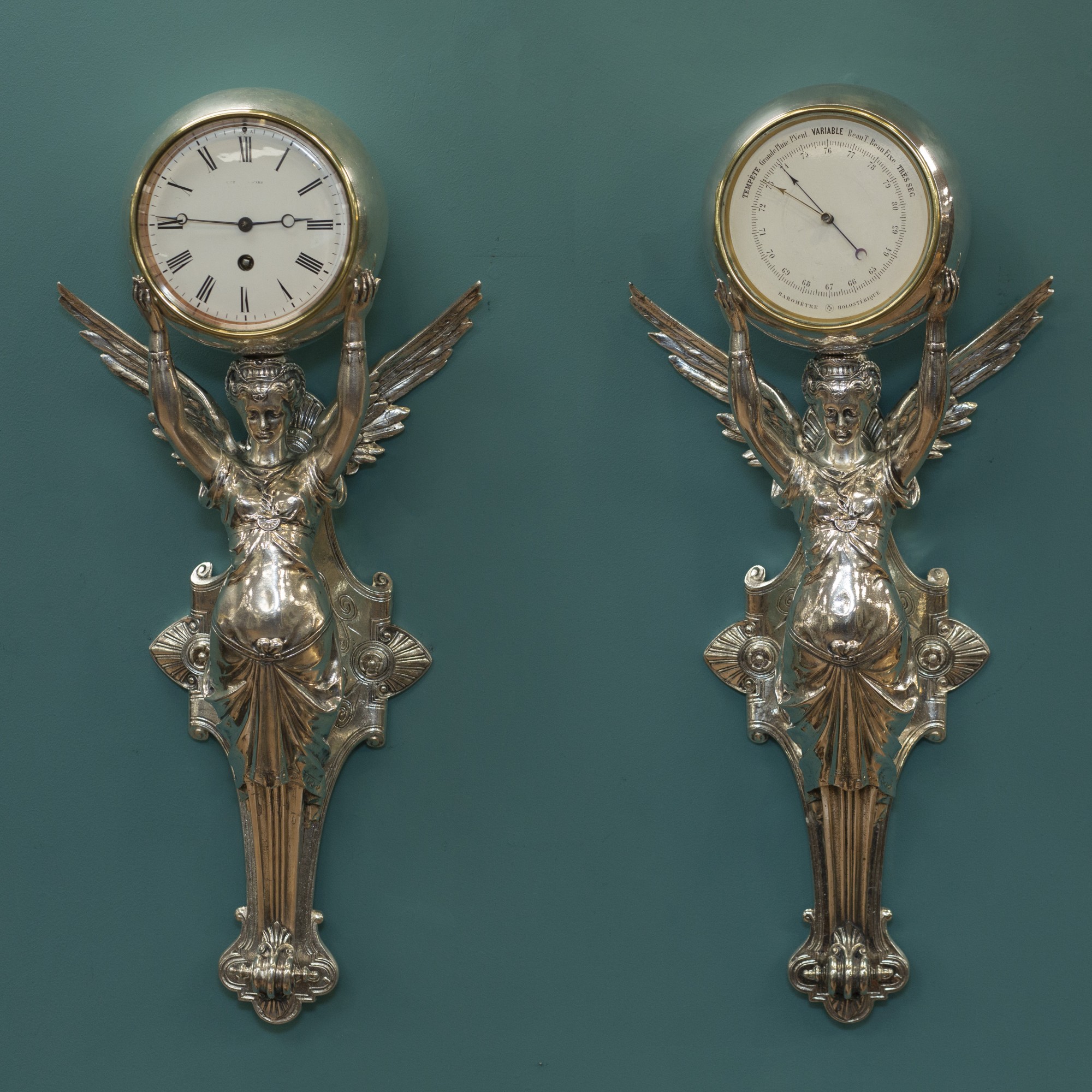 Bronze cast Wall clock and Barometer by Blot et Drouard - Carlton Clocks