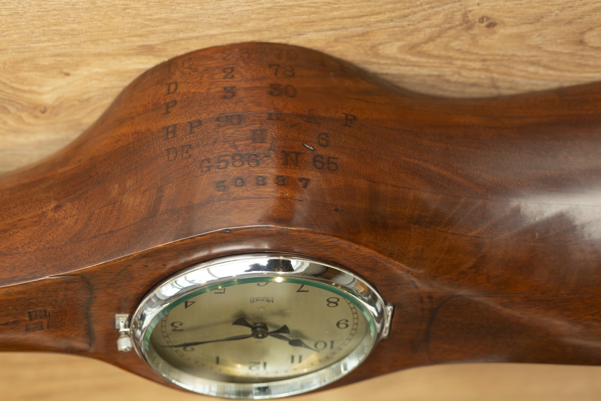 WWI Wooden Laminated Propeller & clock - Carlton Clocks