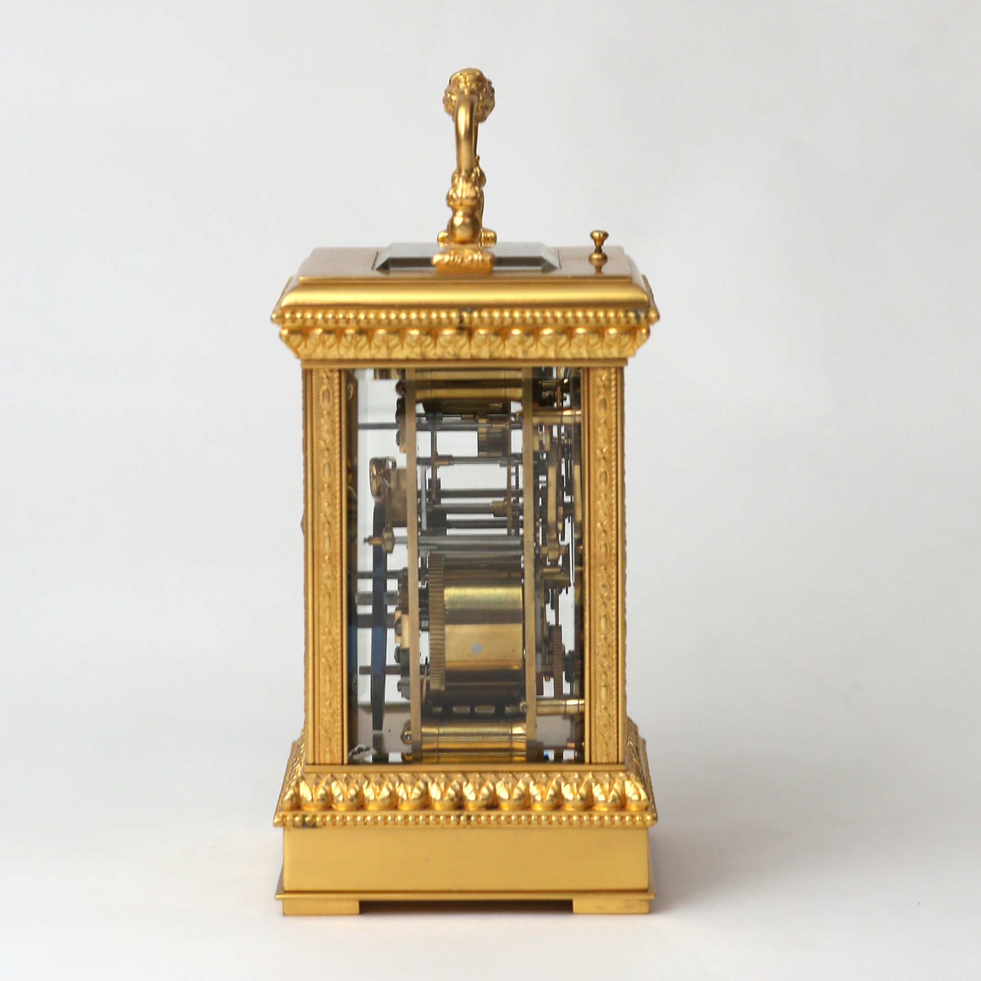 Gilt filigree and blue enamel repeating carriage clock - Carlton Clocks