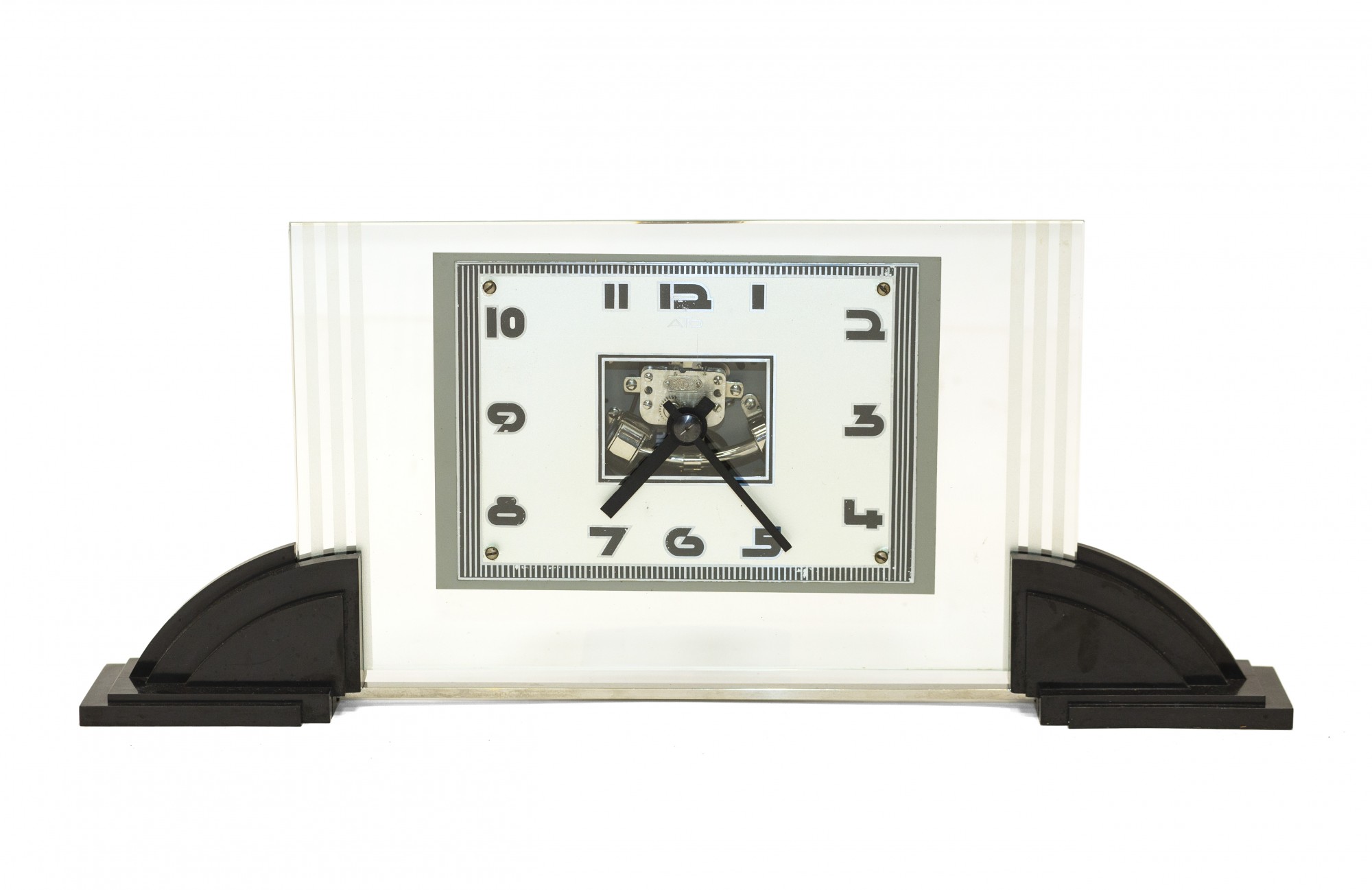 Art Deco Glass and Bakelite Mantel clock - Carlton Clocks