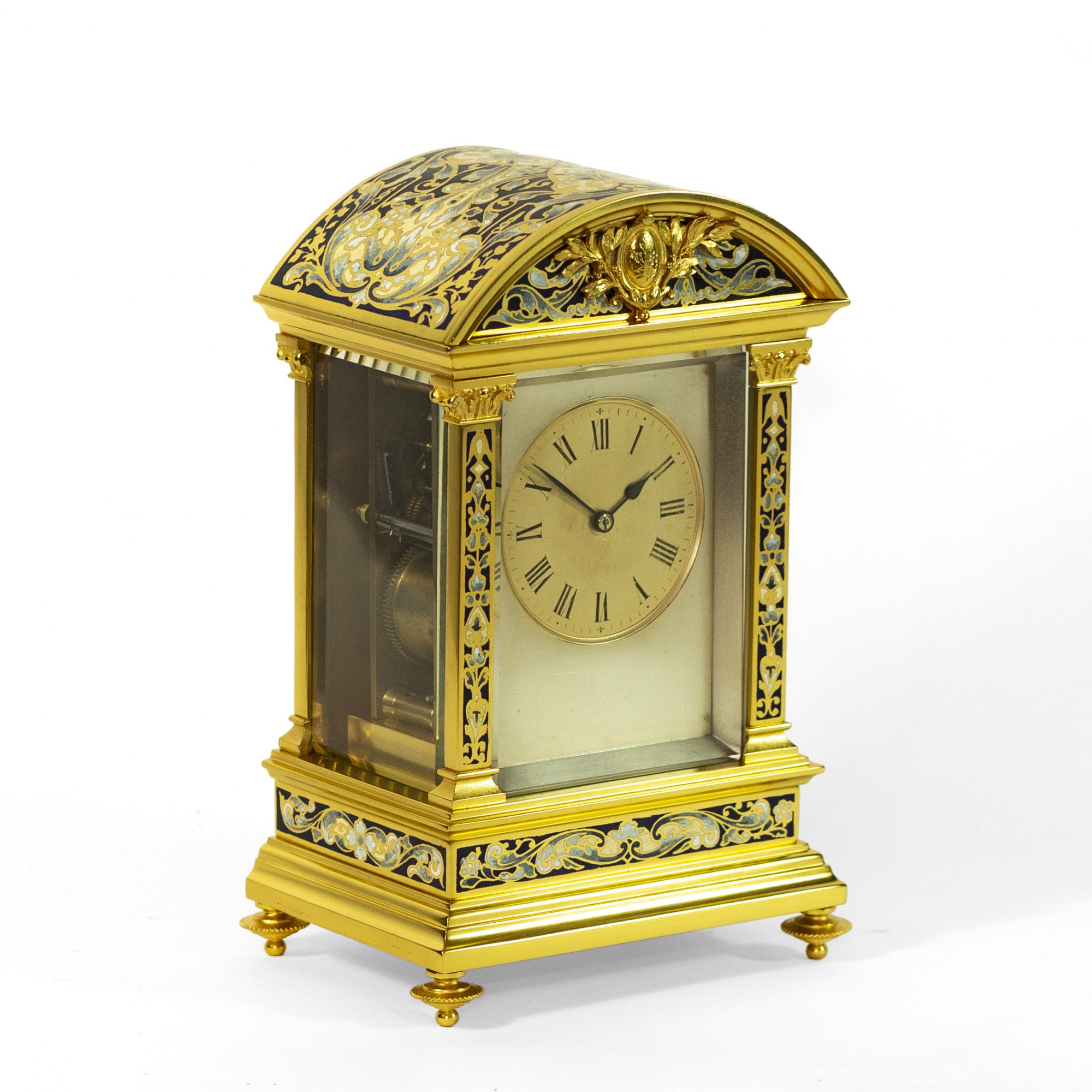 Small Champlevé Enamel Striking Mantel clock - Carlton Clocks