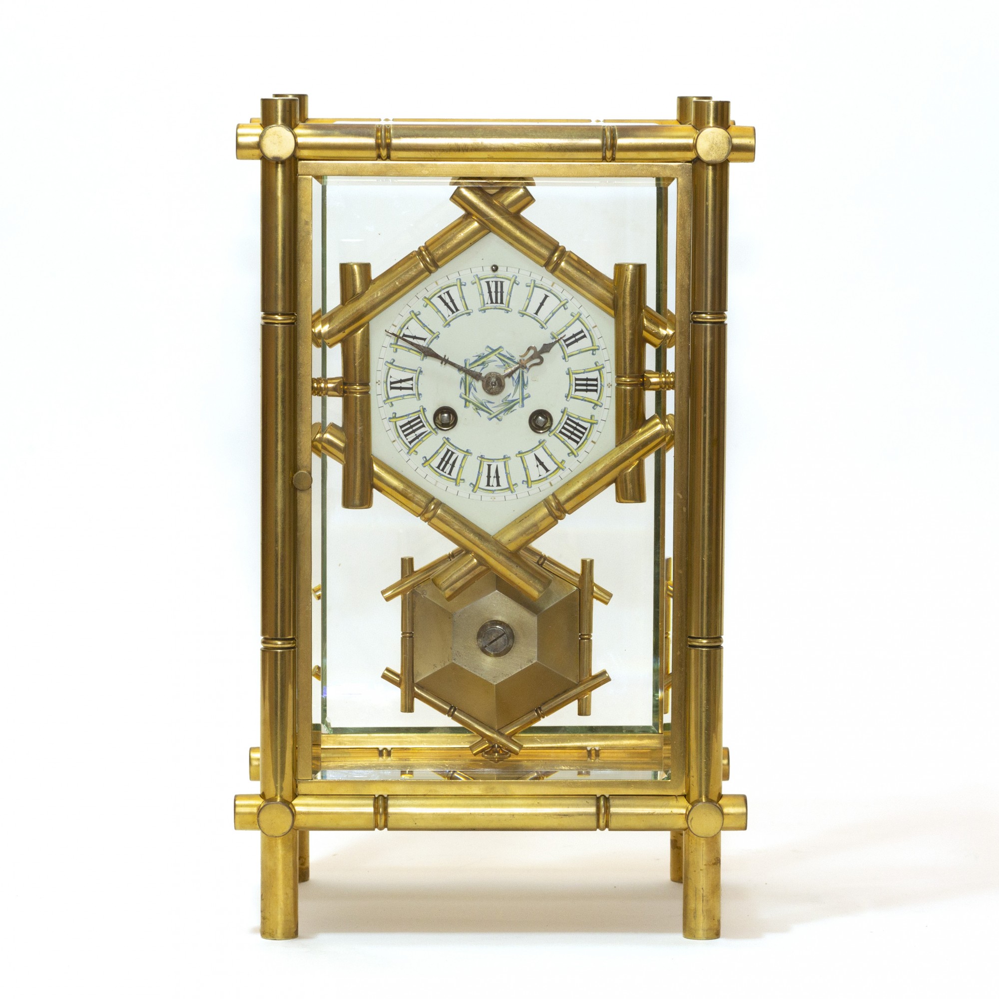 Antique Bamboo-style Four-Glass Mantel clock - Carlton Clocks