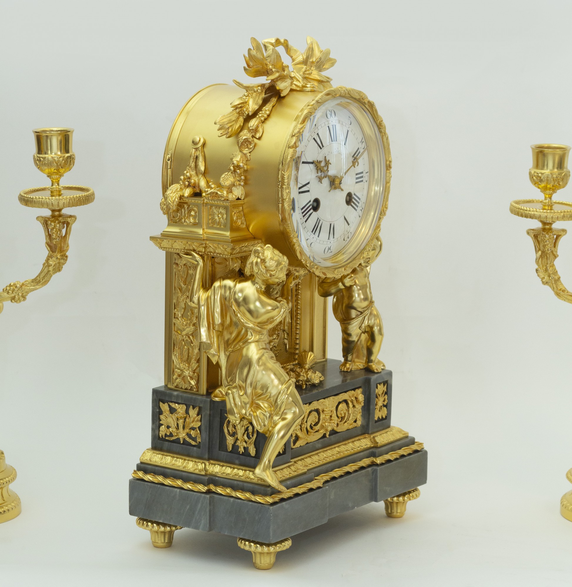 Louis XVI-style Gilt Bronze Clock Garniture - Carlton Clocks
