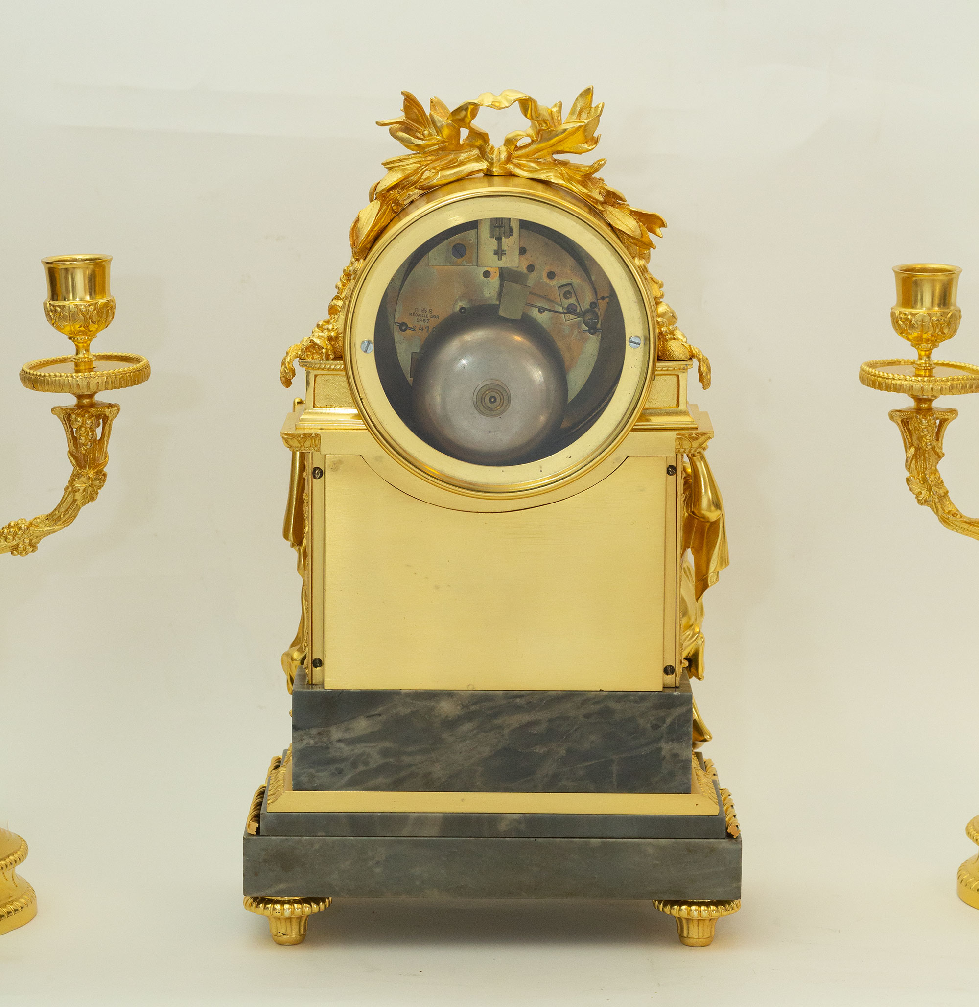 Louis XVI-style Gilt Bronze Clock Garniture - Carlton Clocks