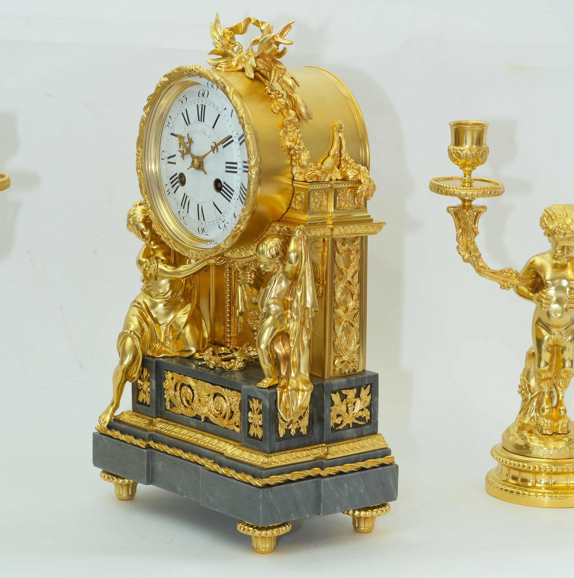Louis XVI-style Gilt Bronze Clock Garniture - Carlton Clocks