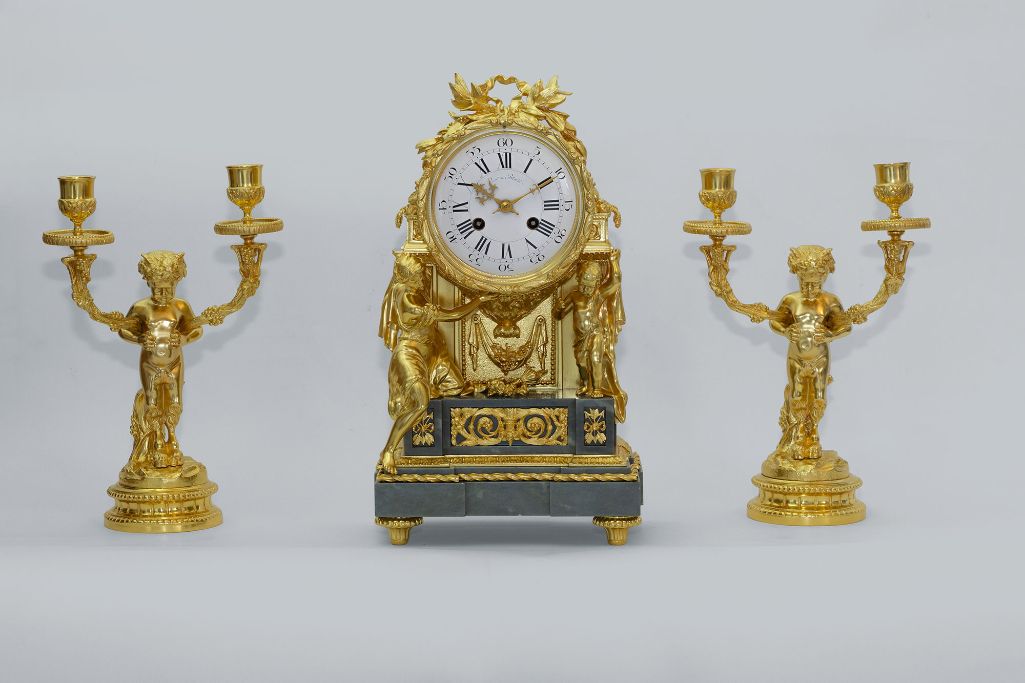 Louis XVI-style Gilt Bronze Clock Garniture - Carlton Clocks