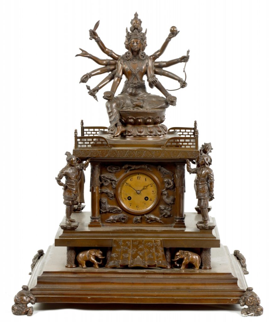 Hindu Deity Large bronze Table clock - Carlton Clocks